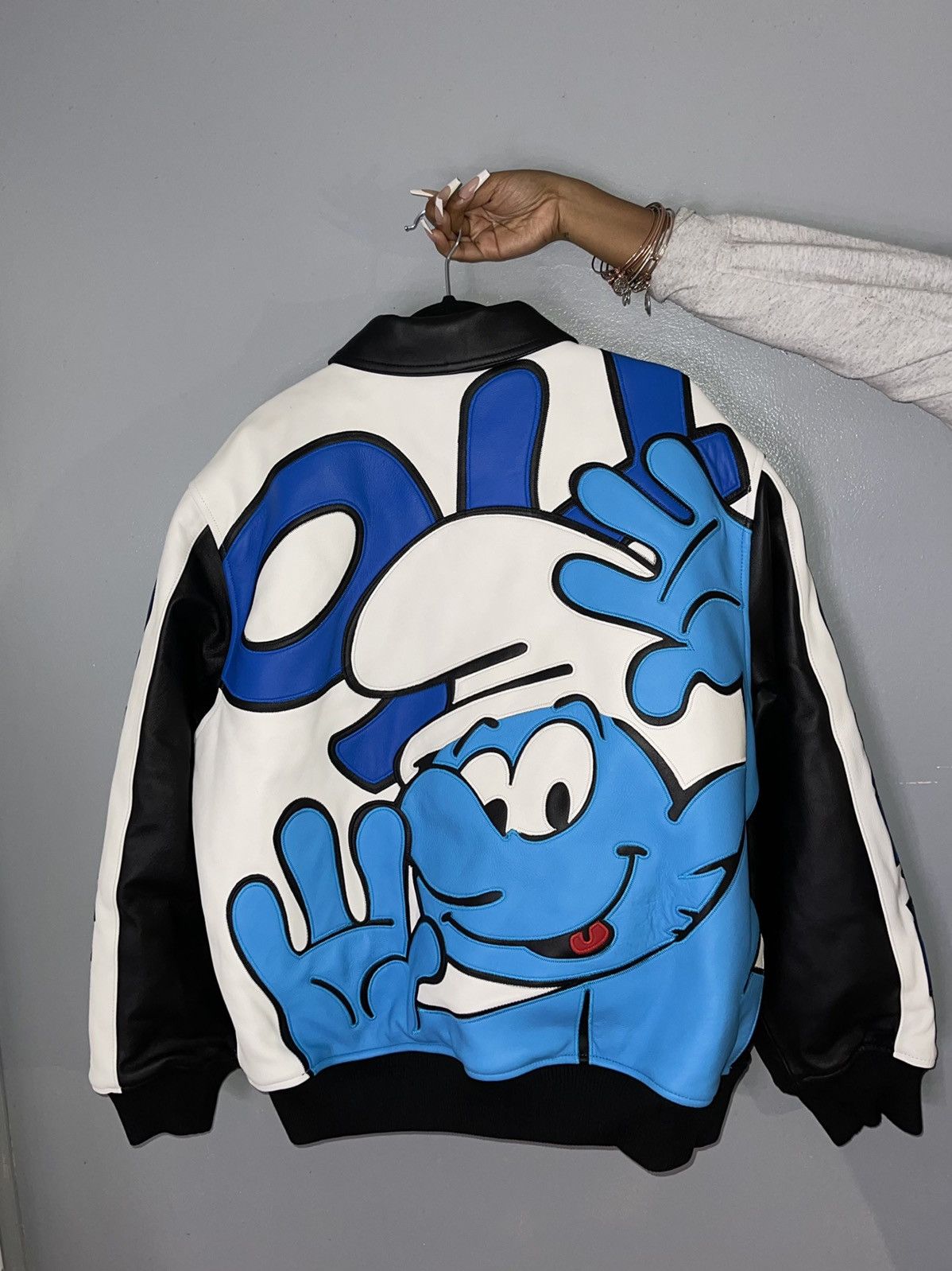 Supreme Supreme Smurfs Leather Varsity Jacket | Grailed