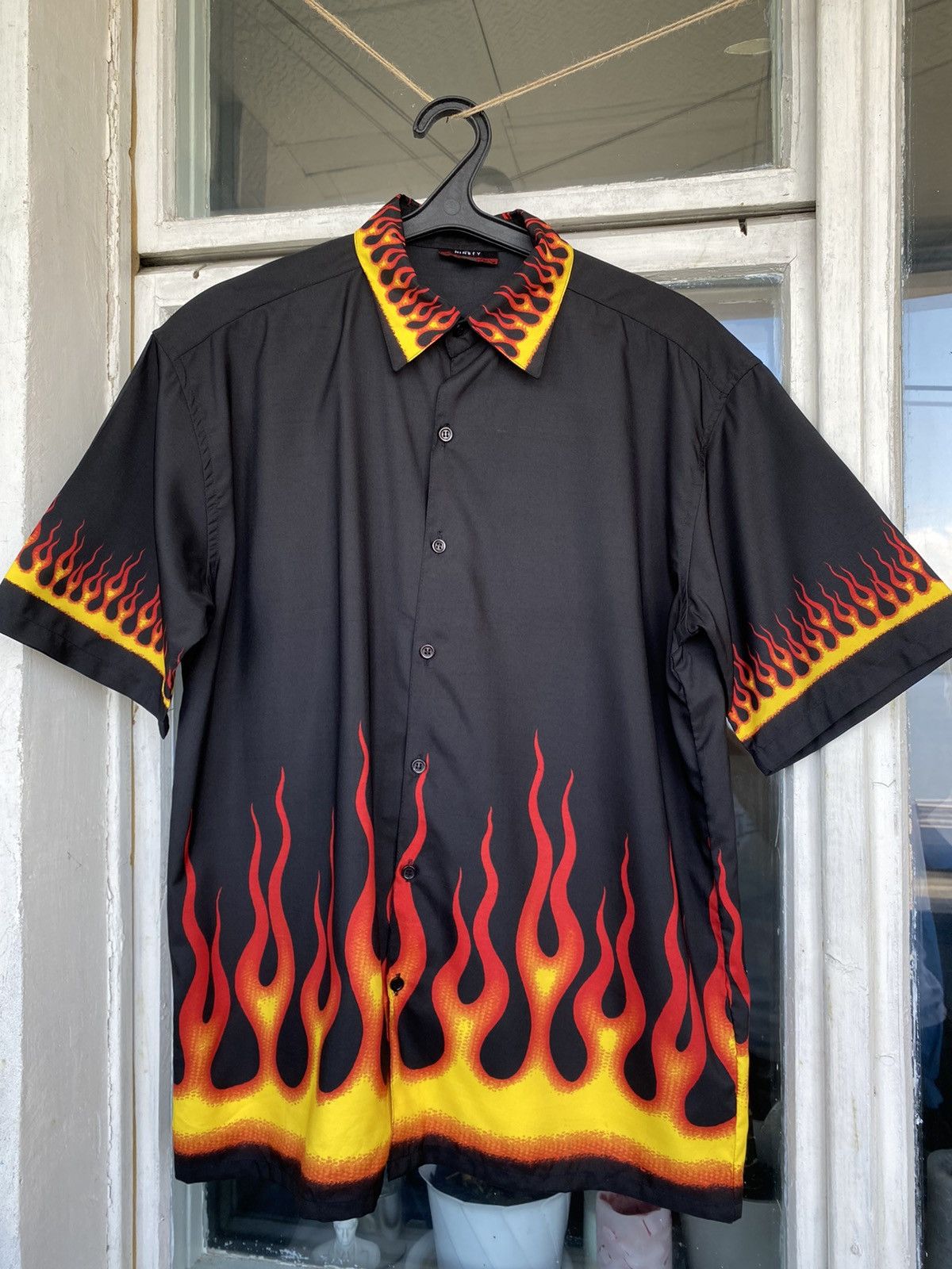 Vintage Rare 90s Vintage Flame shirt print all over me supreme | Grailed