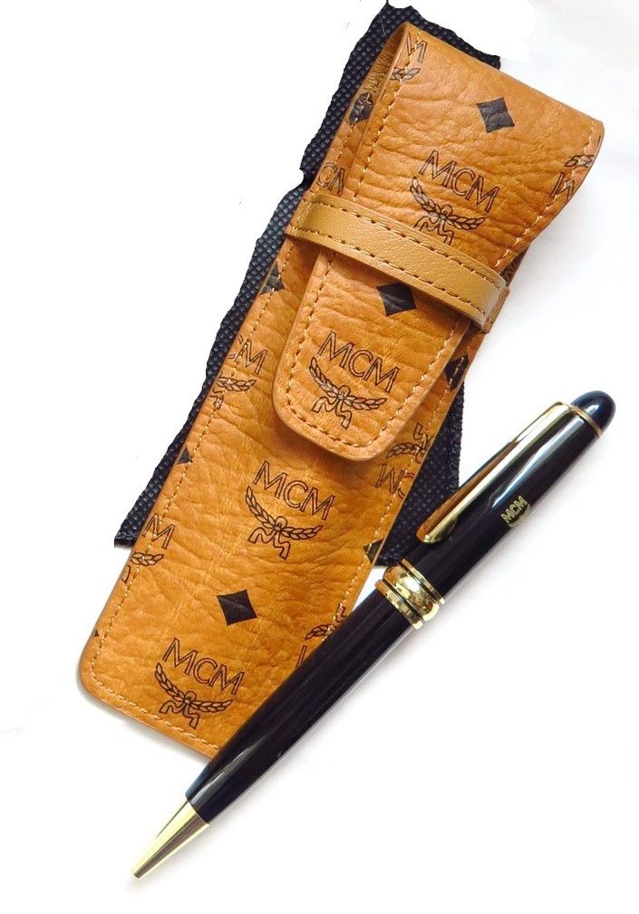 MCM MCM visetos cognac monogram ballpoint pen & case | Grailed