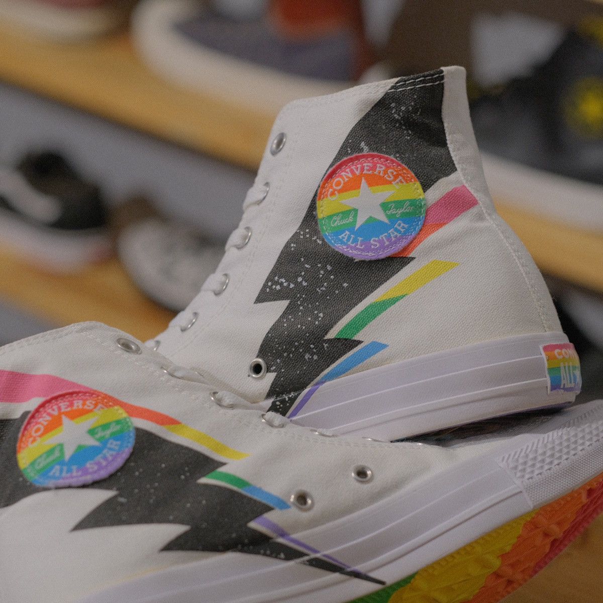 Converse × Rainbow Chuck Taylor All Star High Pride Lightning Bolt 2019 ...
