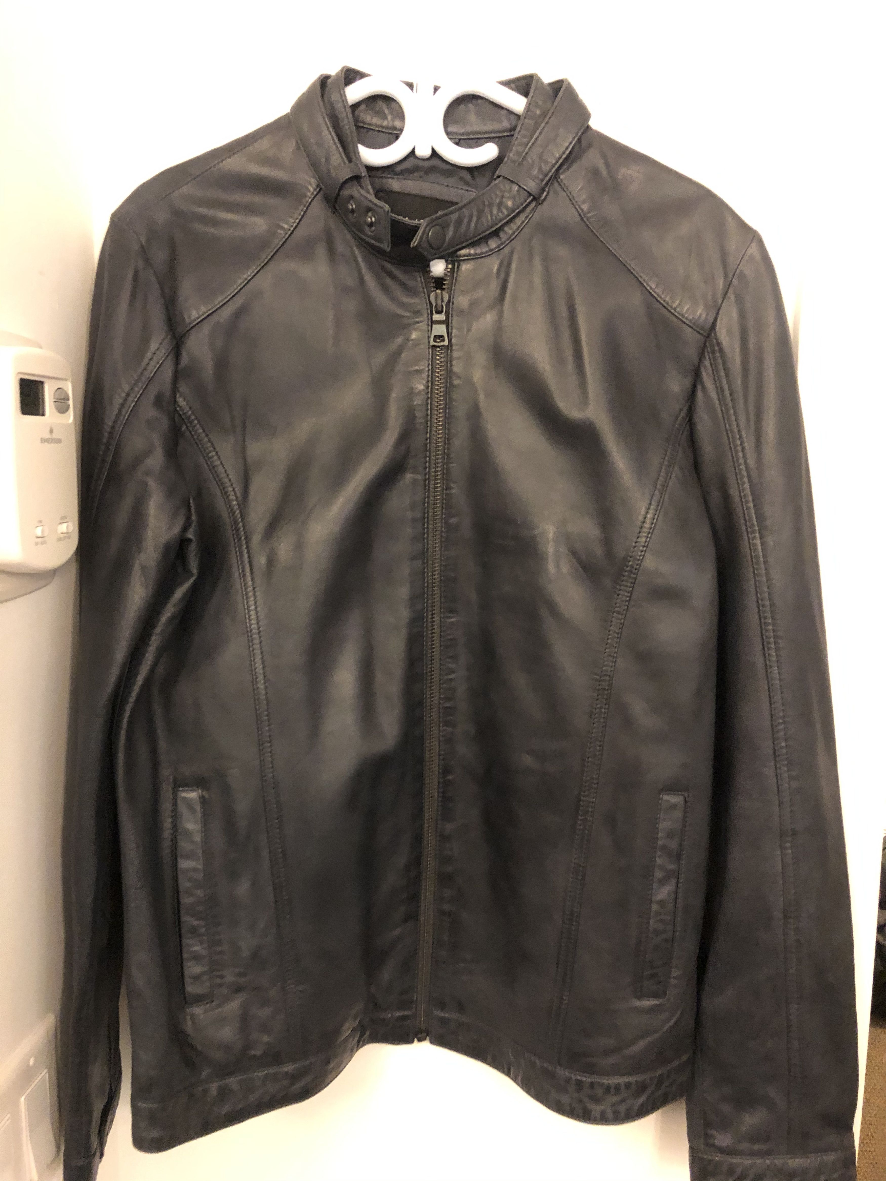 Politix Dark Blue Politix Mens Lambs Leather Jacket | Grailed