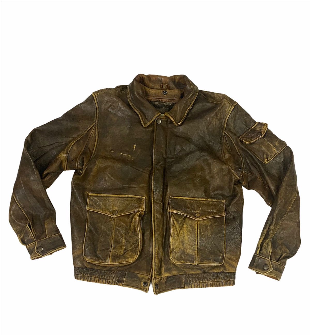 Bomber Jacket × Leather Jacket × Vintage Houston Distressed Flight ...