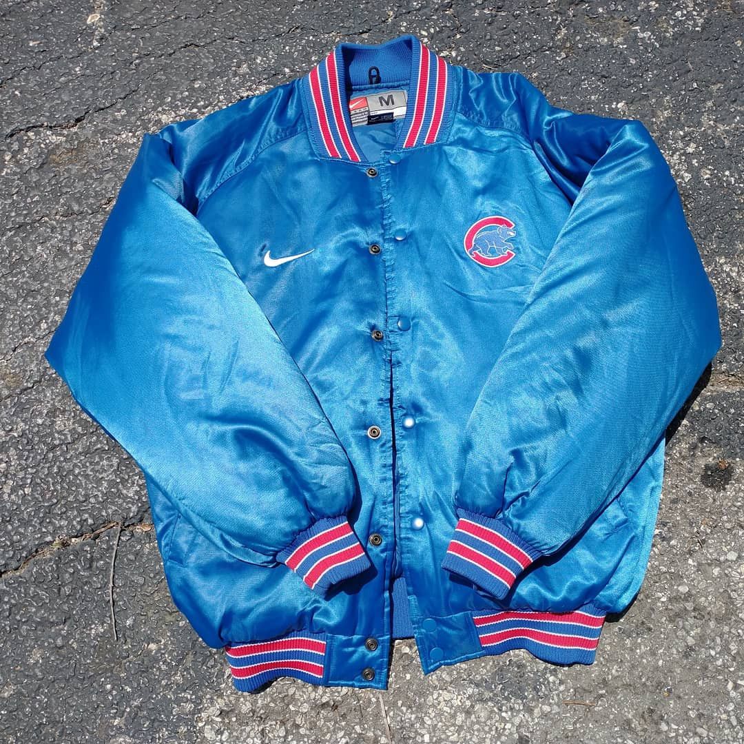 Nike Chicago Cubs Blue & White Classic Nylon Bomber Jacket | Grailed