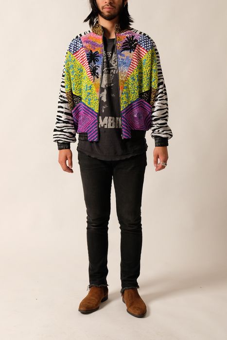Saint Laurent Paris Saint Laurent Surf Sound Sequins Bomber Souvenir ...