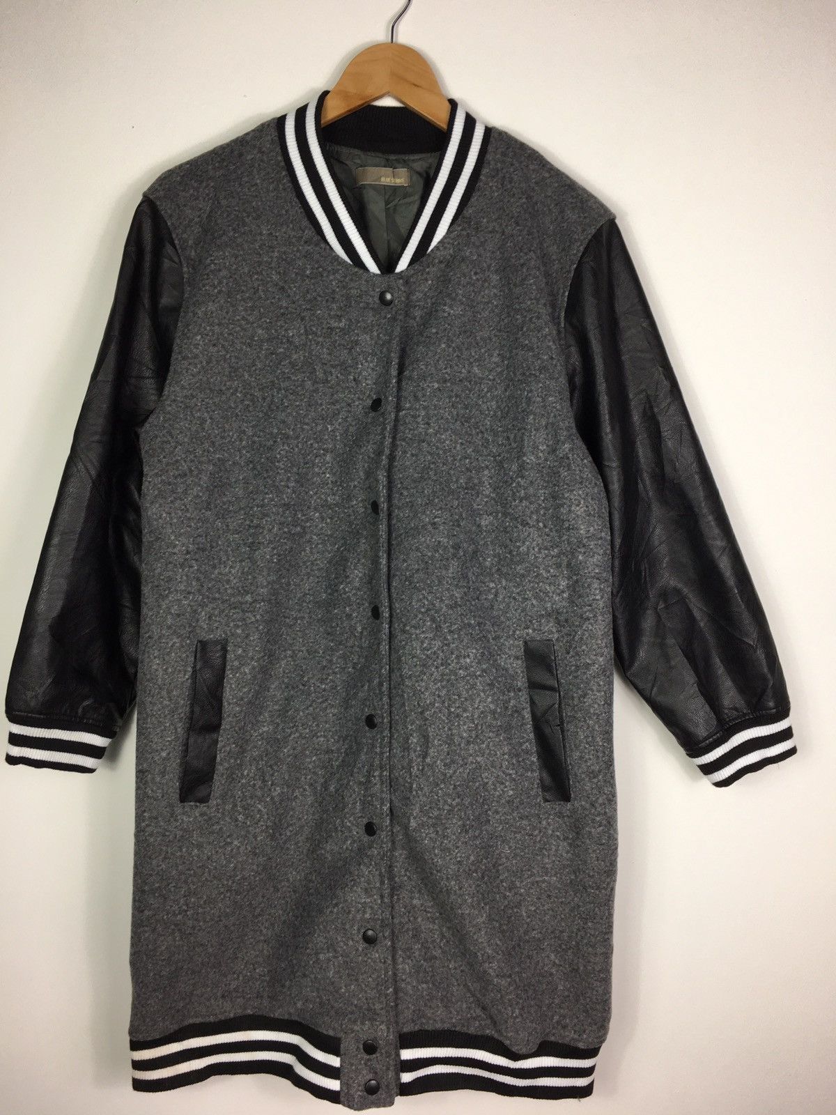 Japanese Brand Blue Strive pvc sleeve varsity long jacket | Grailed