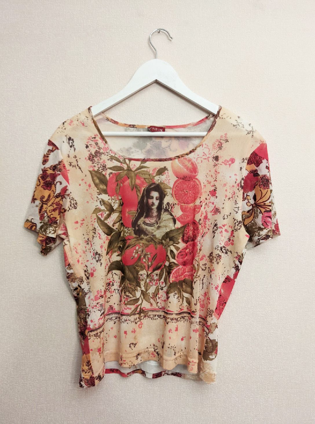 Vintage ‼LAST DROP‼mesh top Madonna floral print like gaultier mesh ...