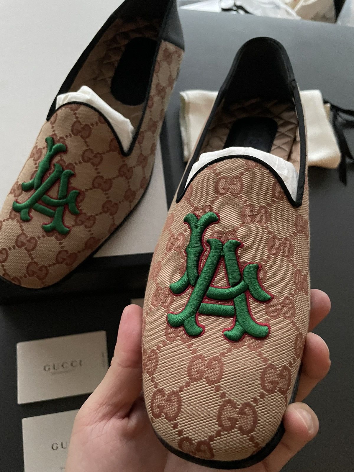 Gucci × MLB RareLimited Edition Gucci x LA Dodgers GG Logo Loafer Shoes ...