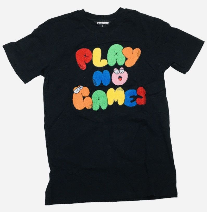 Kaws X-Large Paradime Kaws Font Play No Games Black Tee | Grailed