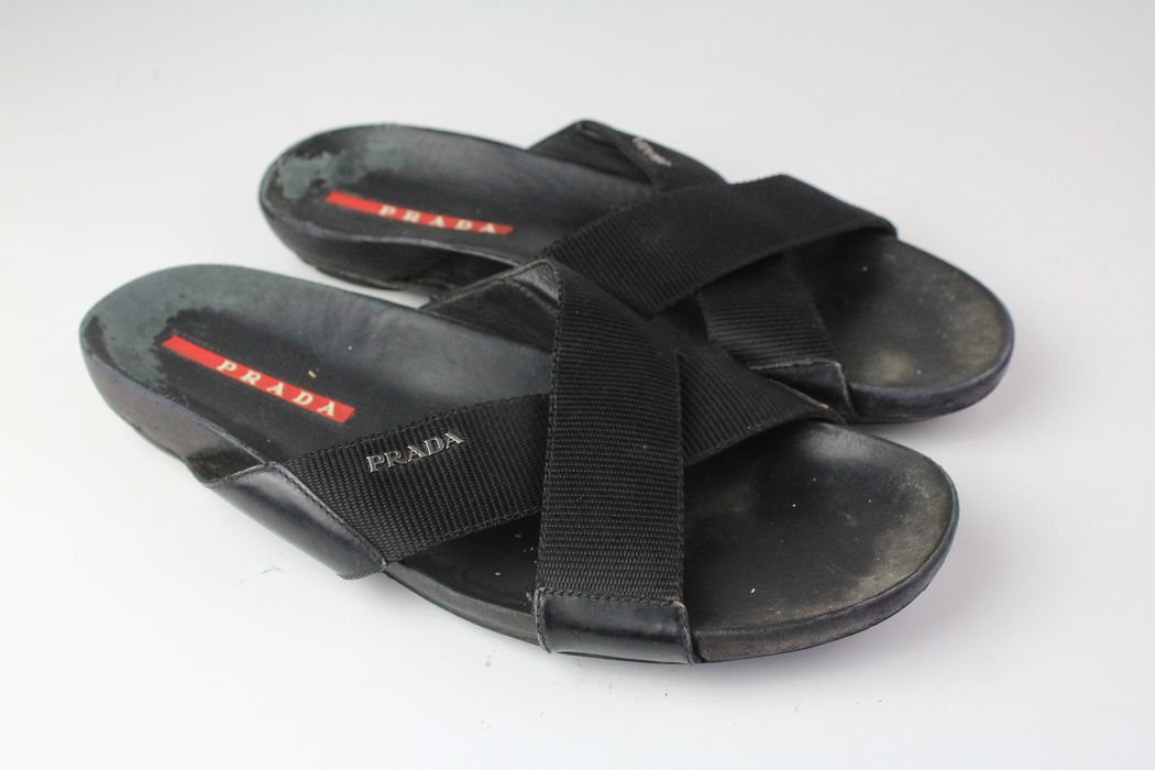 Prada Prada Flip Flops Black Leather | Grailed