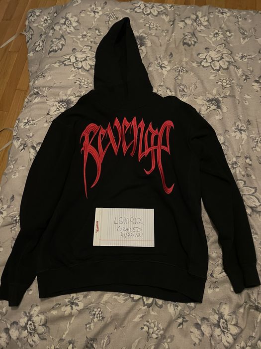 Revenge Revenge Embroidered Hoodie Black & Red LOGO | Grailed