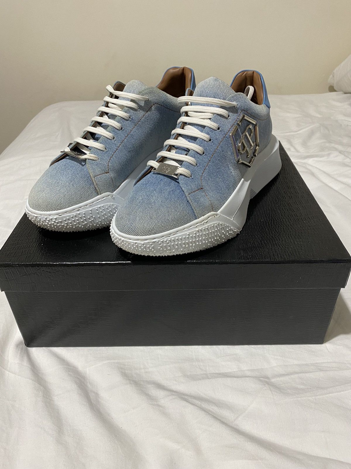 Philipp Plein Philipp Plein Godzilla Runner Denim Platform Trainers ...