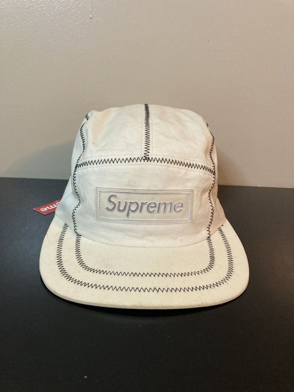 Supreme FW16 Supreme Contrast Stitch Camp Cap Hat White Used | Grailed