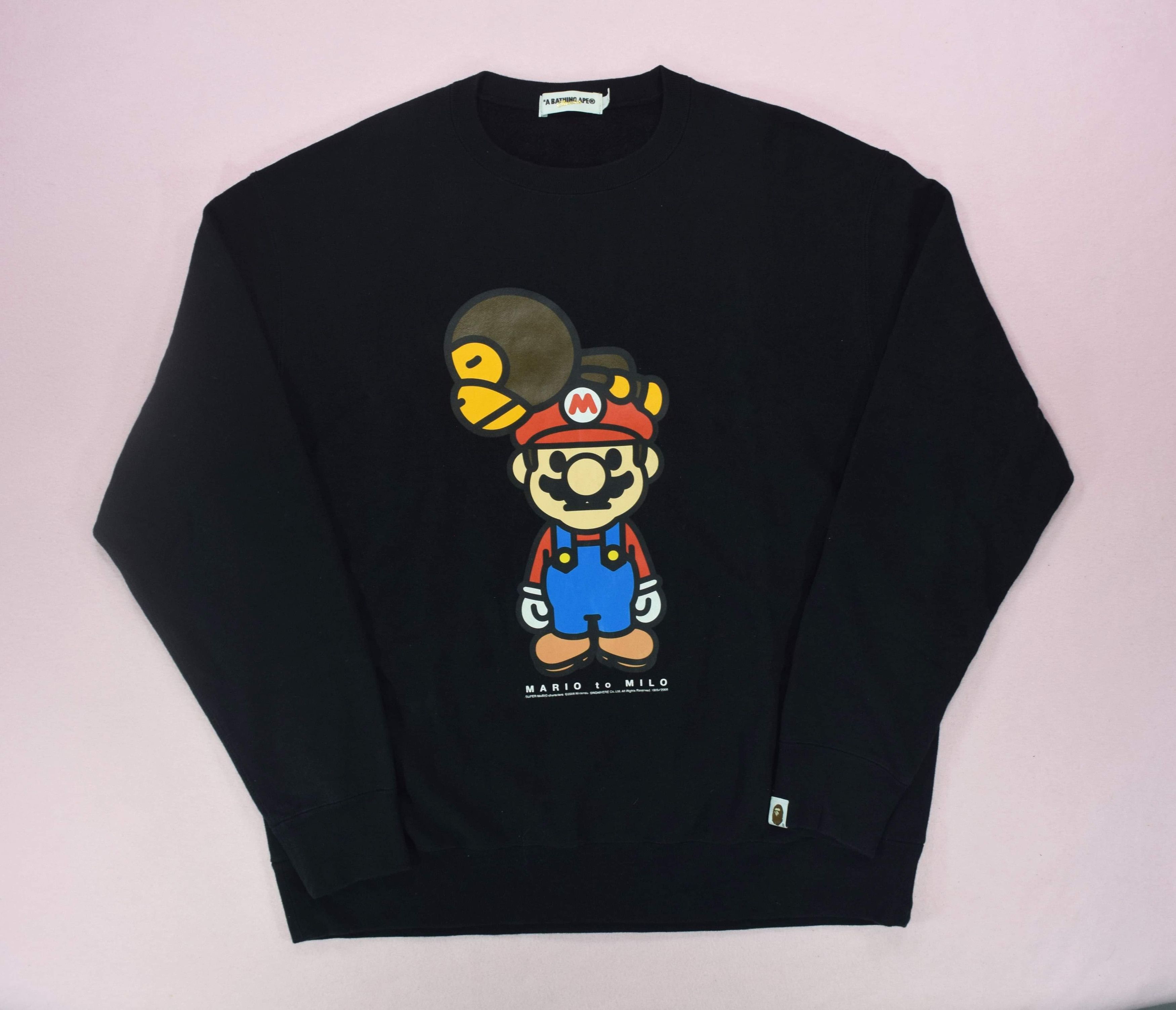 Bape 2008 Og Bape x Nintendo Baby Milo & Mario Crewneck Large | Grailed