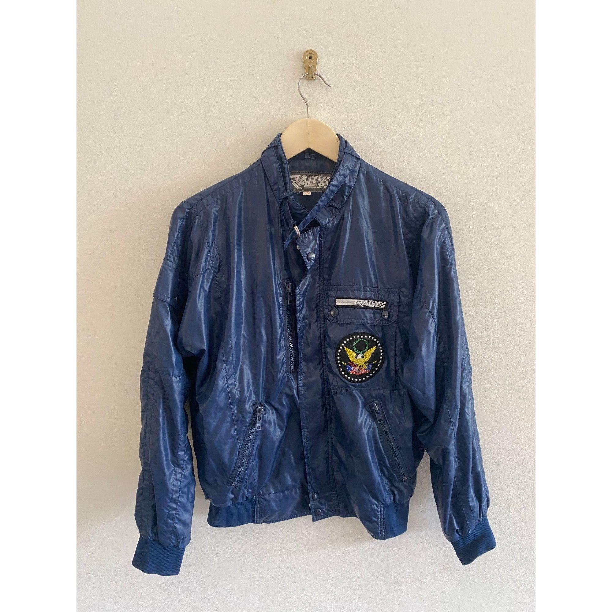 Racing Rally Racing Blue Wet Look Flight Bomber Style Jacket S | Grailed