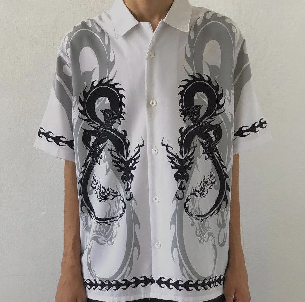 Vintage Vintage All Over Print Dragon Button Up Shirt XL | Grailed