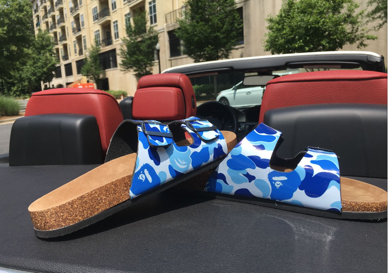 Bape Bape Sandals Slide-Ons Blue | Grailed