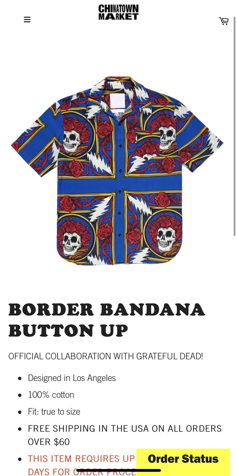 Grateful Dead × Market Chinatown Market Grateful Dead bandana border ...