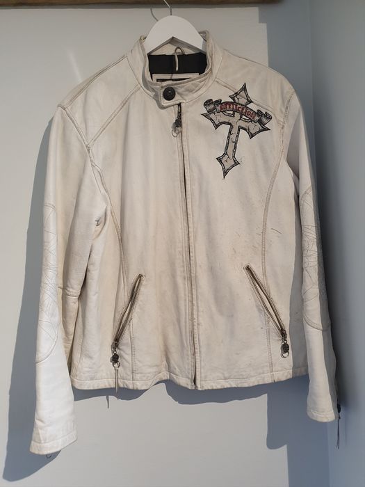 Affliction Affliction Limited Edition White Leather Jacket | Grailed