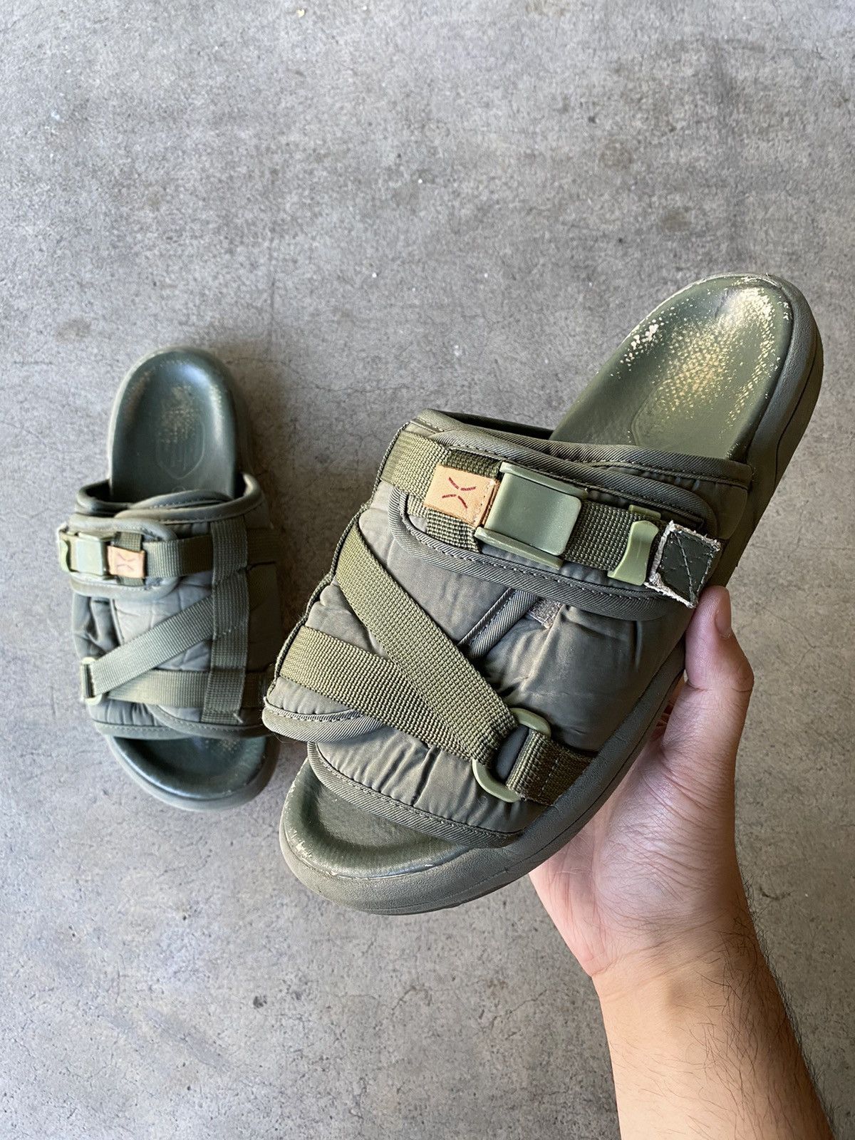 Visvim “Christo” Olive Green Cargo Nylon Sandal Slide | Grailed