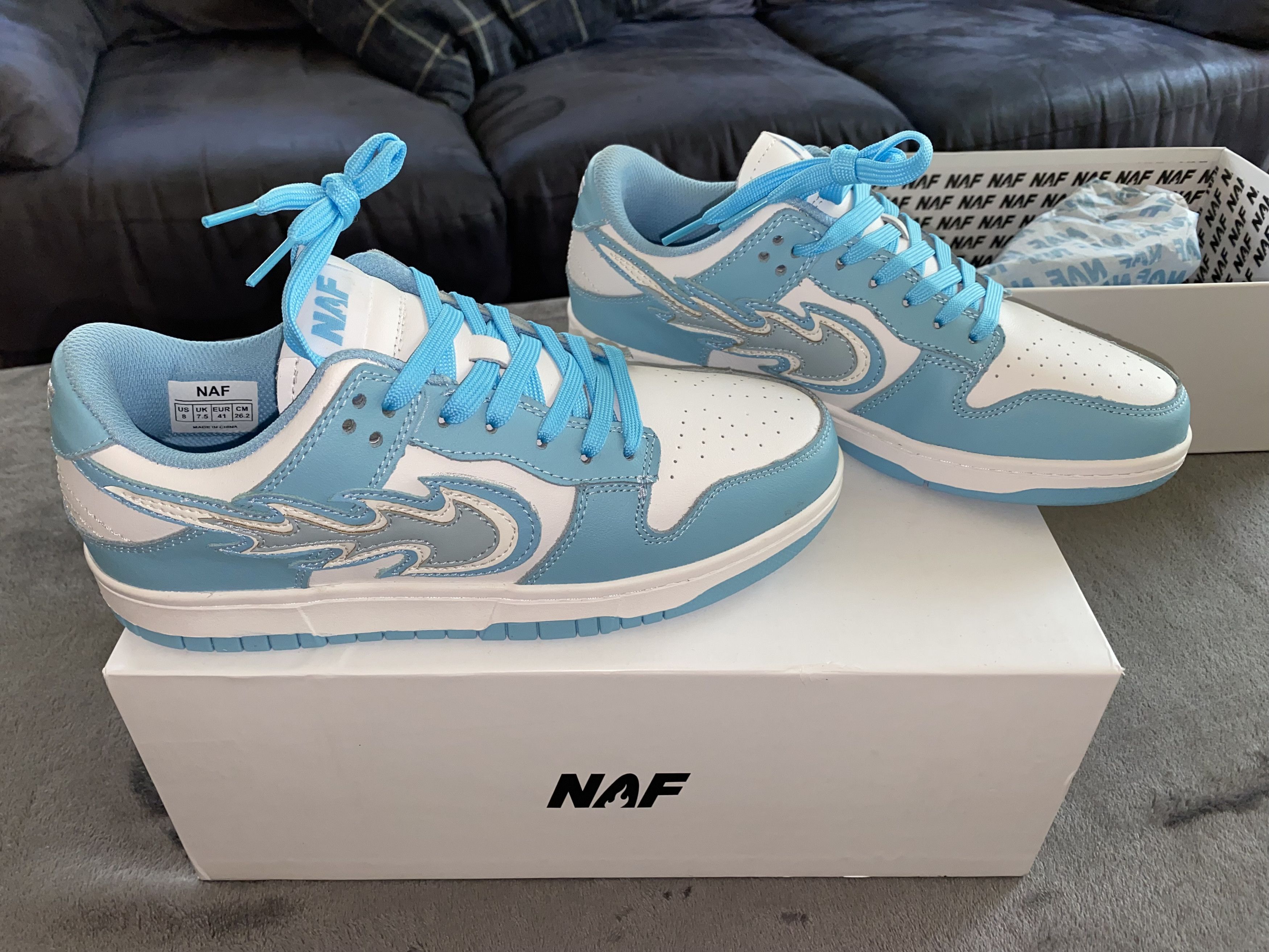 NAV NAF Global Icy Blue Dunks | Grailed