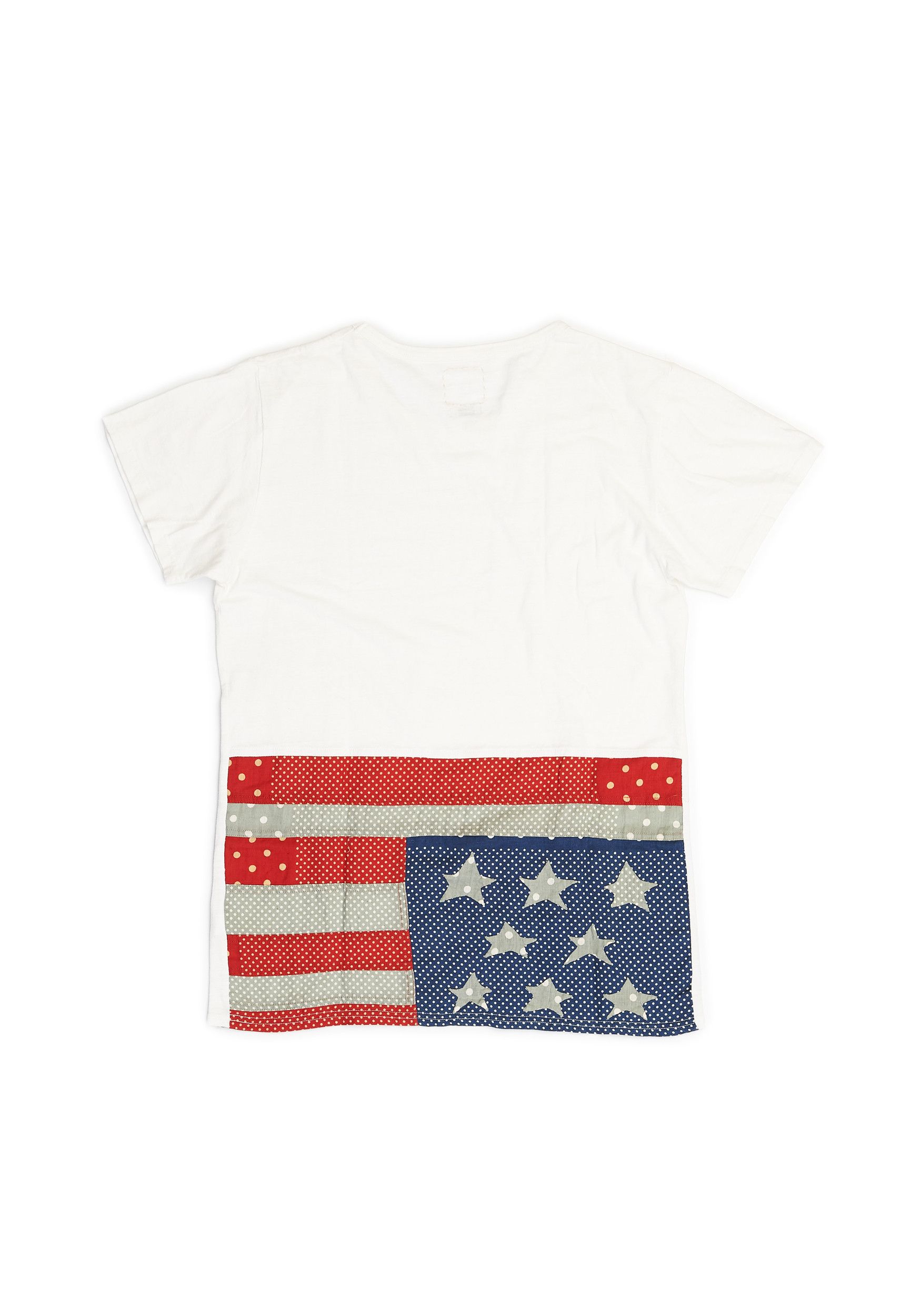 Visvim White Blue American Flag Patchwork Detailed Cotton T Shirt | Grailed