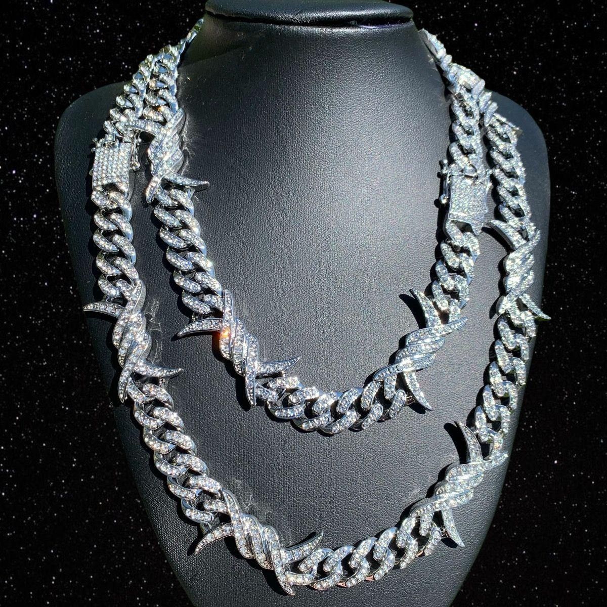 Jewelry × Streetwear Iced Cuban Link Chain | Barbed Wire Spiked Cuban ...