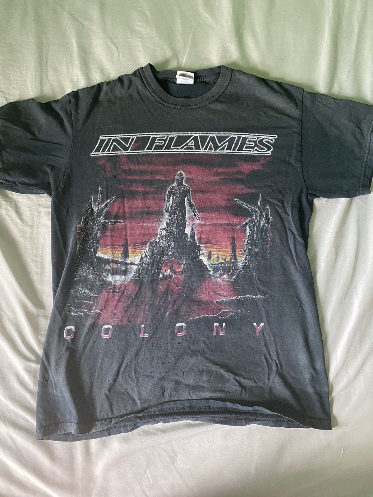 Rock T Shirt × Vintage Vintage Faded Black In Flames Colony Metal Band ...