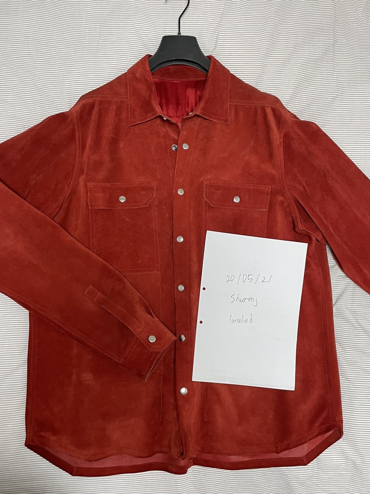 Rick Owens Calf Leather Outher shirt 19FW LARRY | Grailed