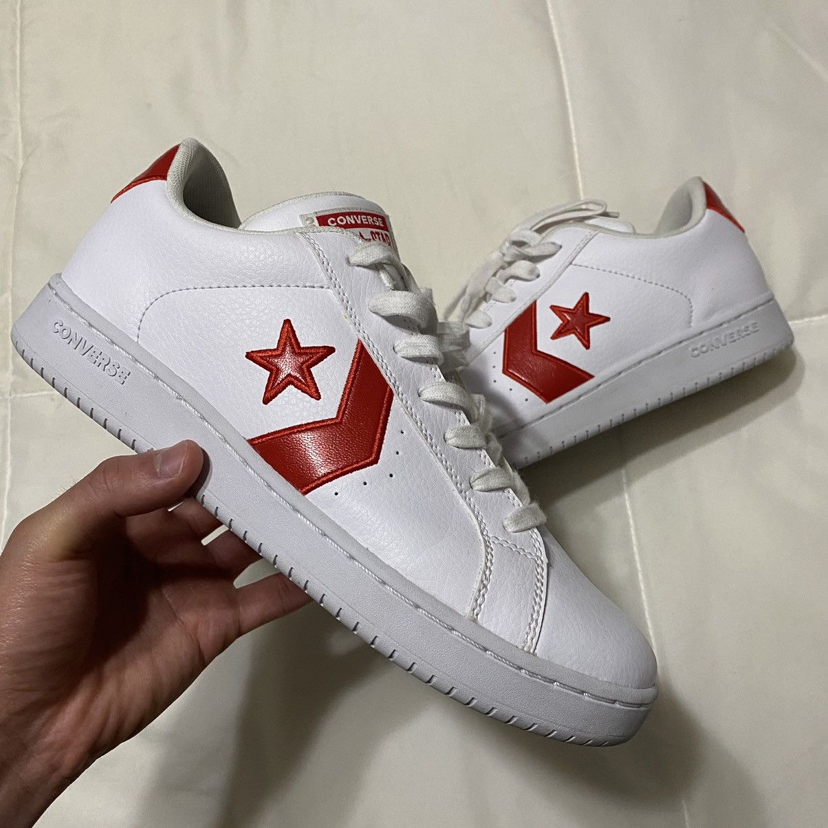 Converse × Streetwear White Red Converse One Star Lows | Grailed