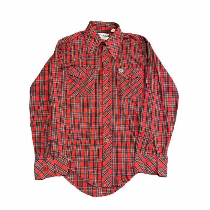 Vintage 70s 'Campus Rugged Country' CAMPUS Red Plaid Button Up M | Grailed