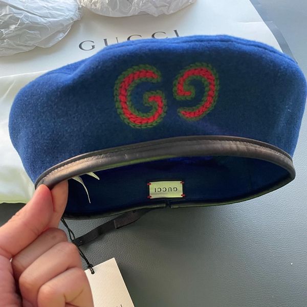 Gucci New Limited Edition Wool Leather Beret Hat with Gg a logo | Grailed