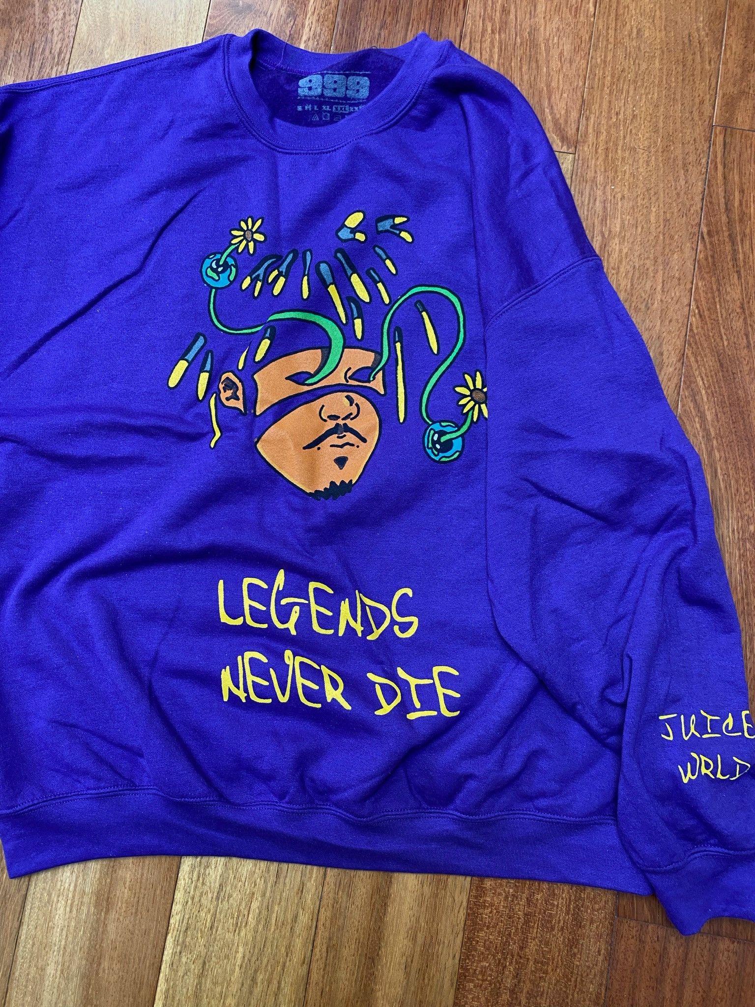 999 Club Juice Wrld Legends Never Die Crewneck purple xxl | Grailed
