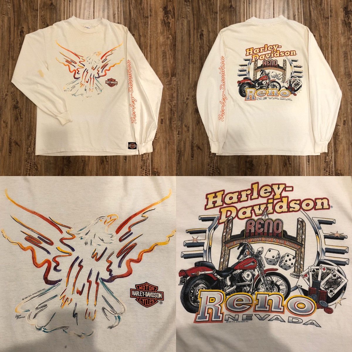 Vintage Vintage 1991 Harley Davidson Nevada Eagle Long Sleeve Tee | Grailed