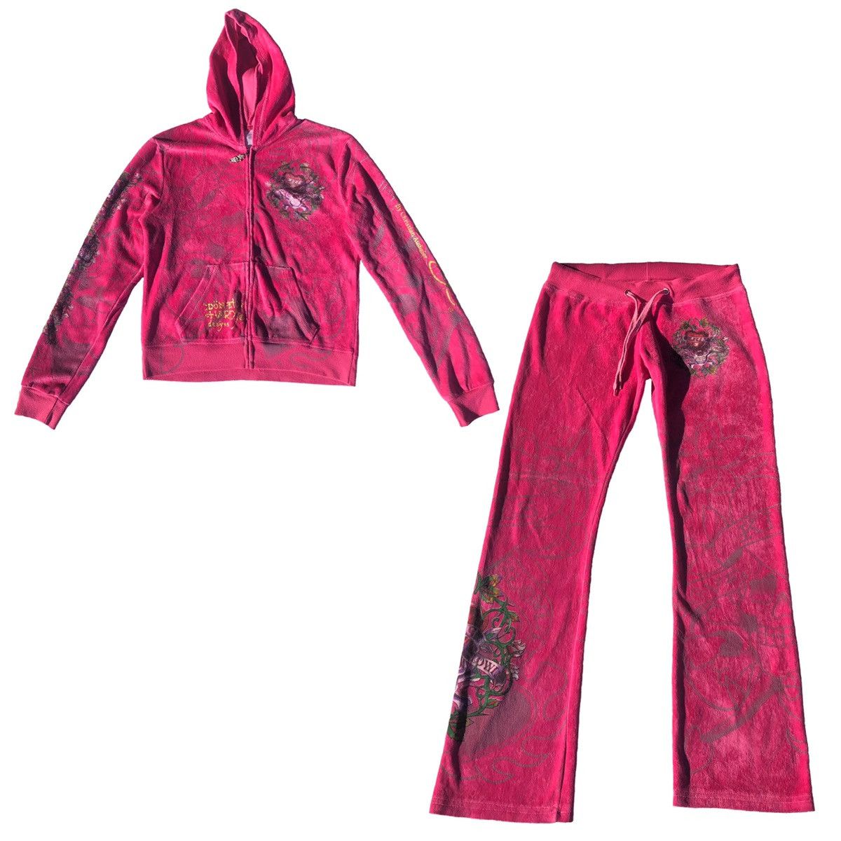 Ed Hardy Ed Hardy Pink Velour Tracksuit | Grailed
