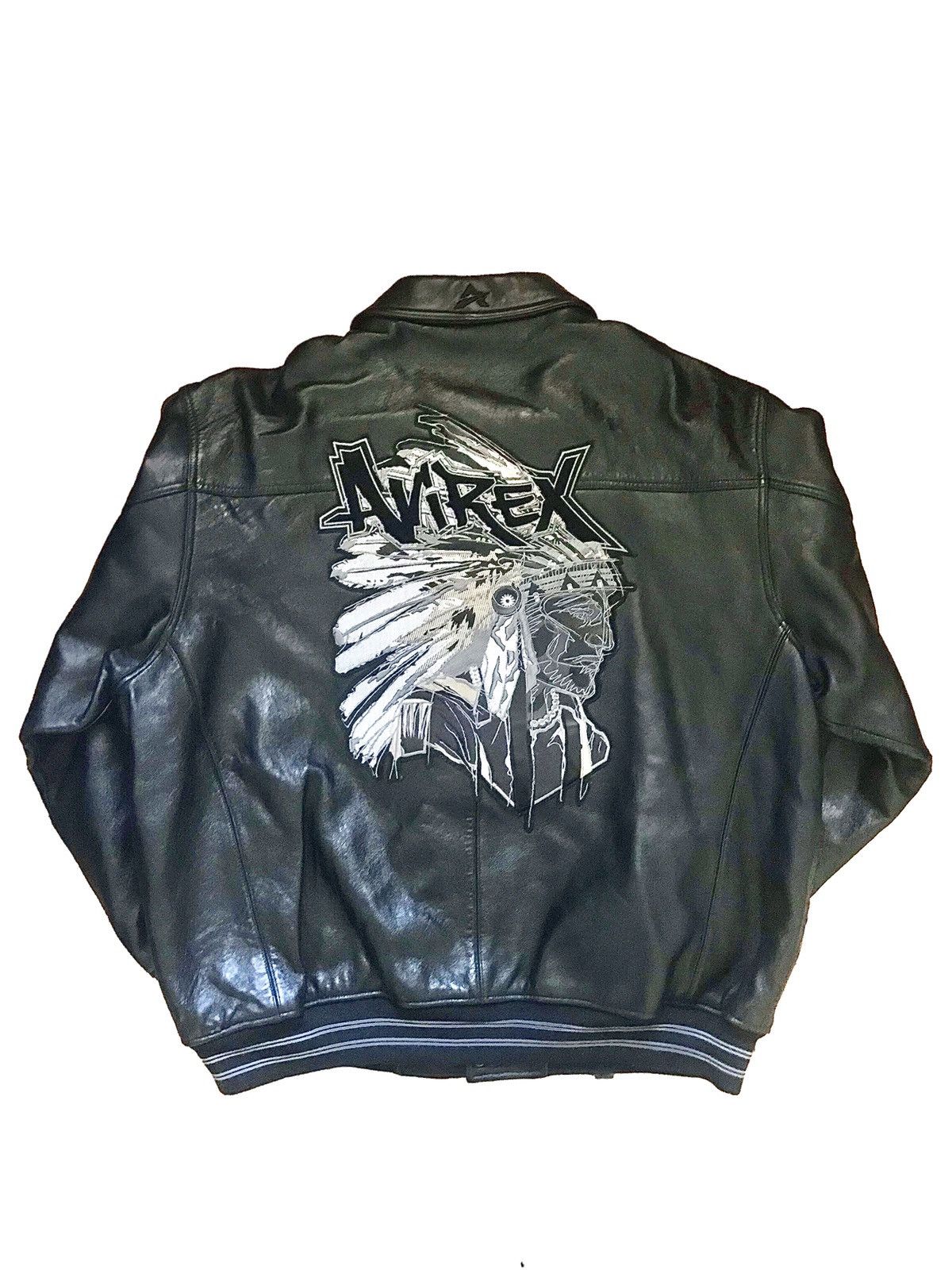 Avirex × Avirex Varsity Jacket Vintage AVIREX First American Black Leather Jacket | Grailed