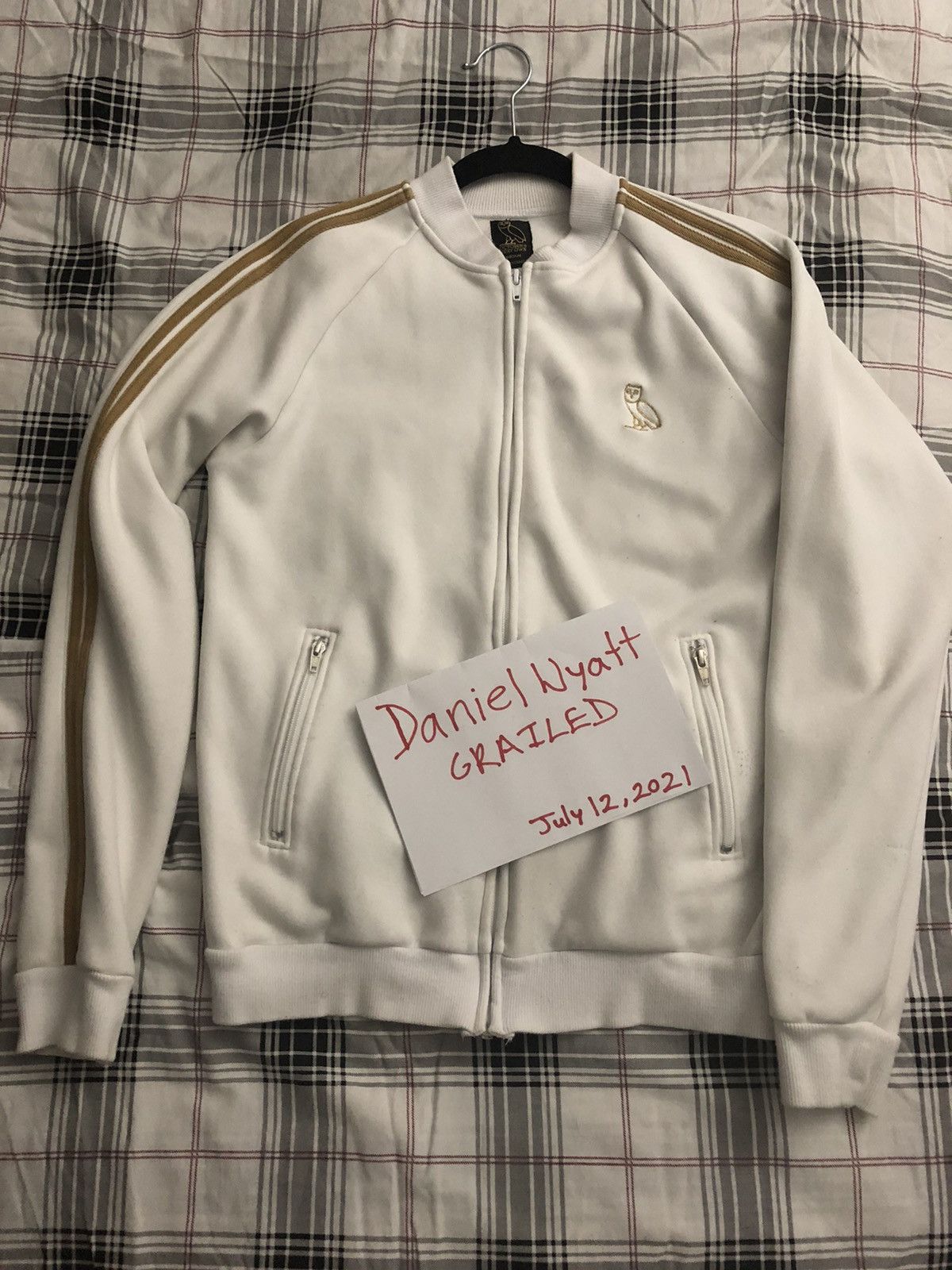Drake × October's Very Own OVO White and Gold Tracksuit top | Grailed