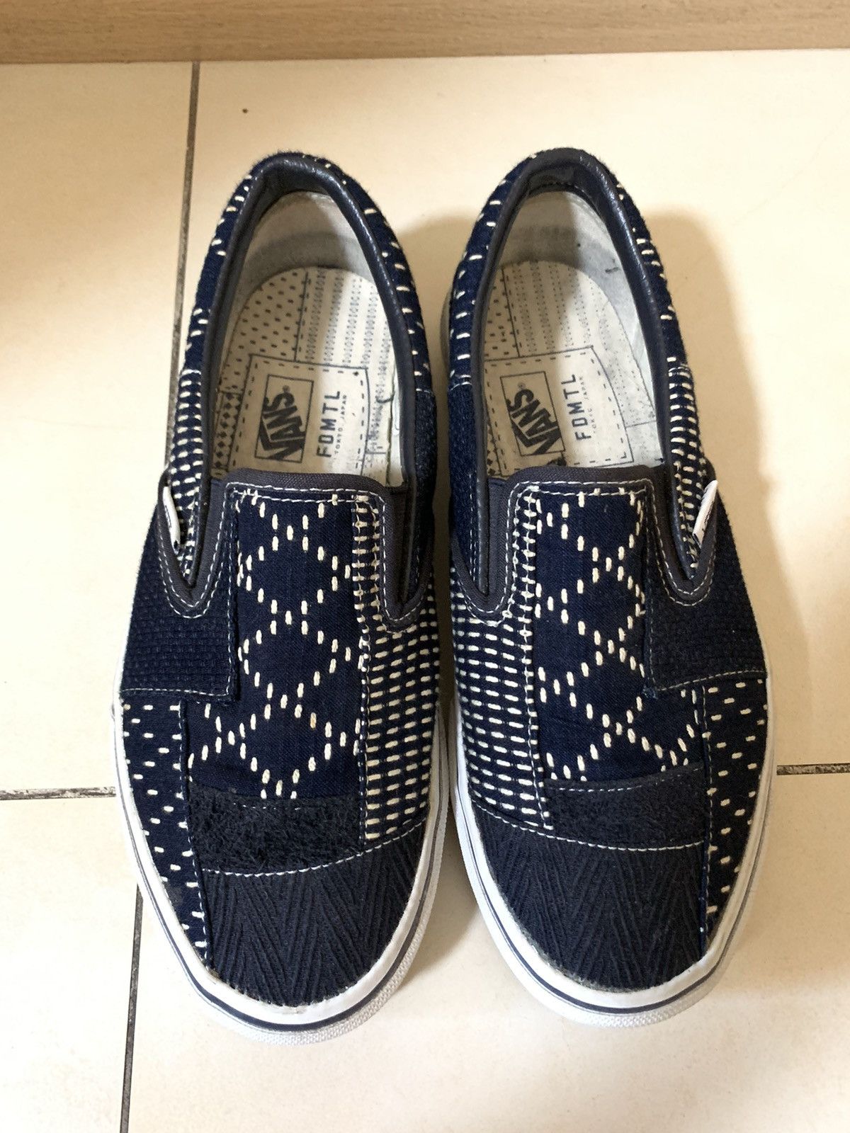 FDMTL × Vans FDMTL X VANS BORO PATCHWORK SLIP-ON DEEP INDIGO | Grailed