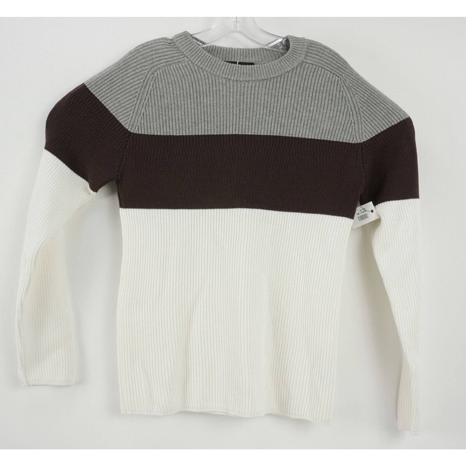 Paul Helbers New Helbers Medium White Brown Gray Color Block Sweater ...
