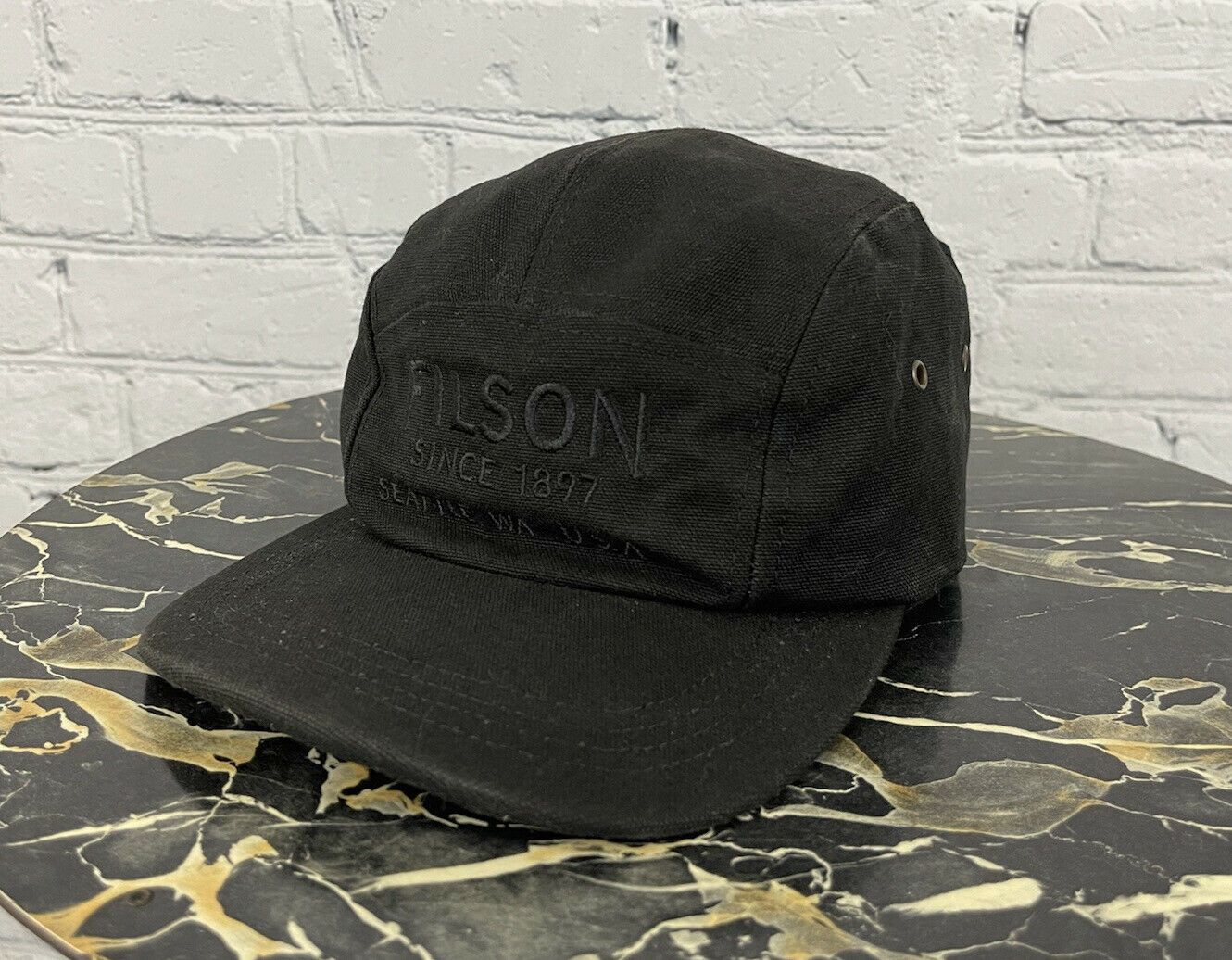 Filson CC Filson Black Canvas Embroidered Logo Five Panel Hat | Grailed