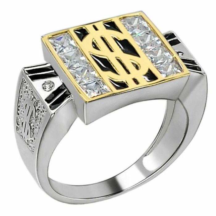 HarlemBling 925 Silver Dollar Sign $ Diamond Bling Money Ring Hip Hop ...