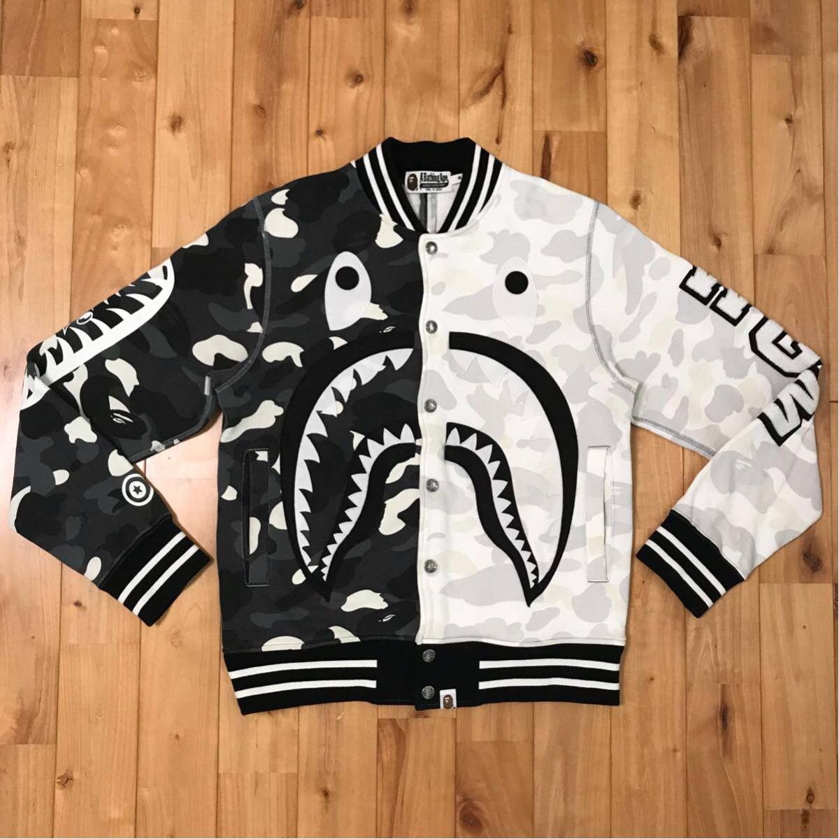 Bape BAPE city camo shark varsity jacket glow in the dark bomber | Grailed