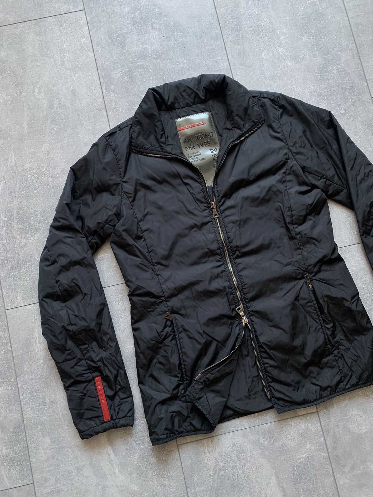 Luxury × Prada Prada nylon red logo luxury light jacket woman | Grailed