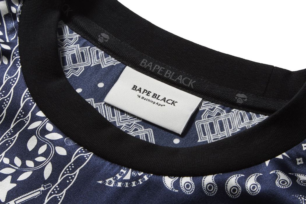 Bape BAPE BLACK SILK WOVEN PAISLEY LONG SLEEVE TEE NAVY | Grailed