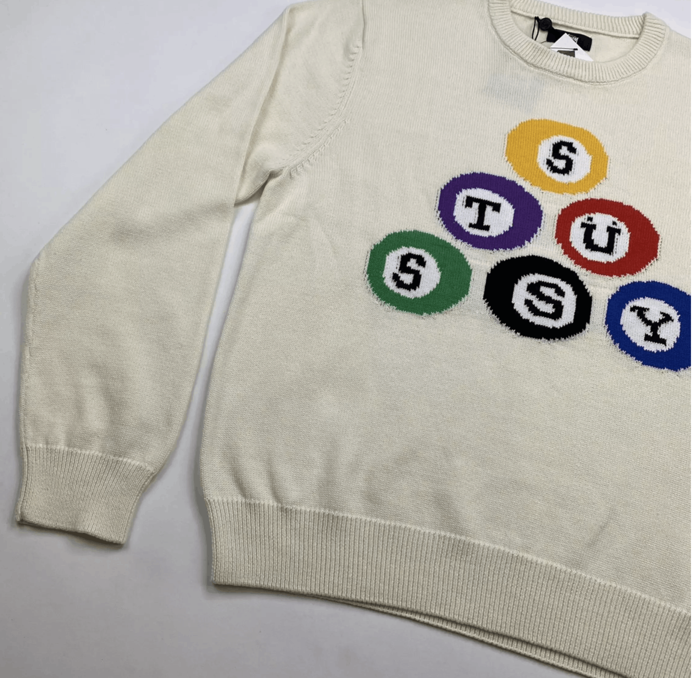 Stussy billiard ball sweater -cream | Grailed