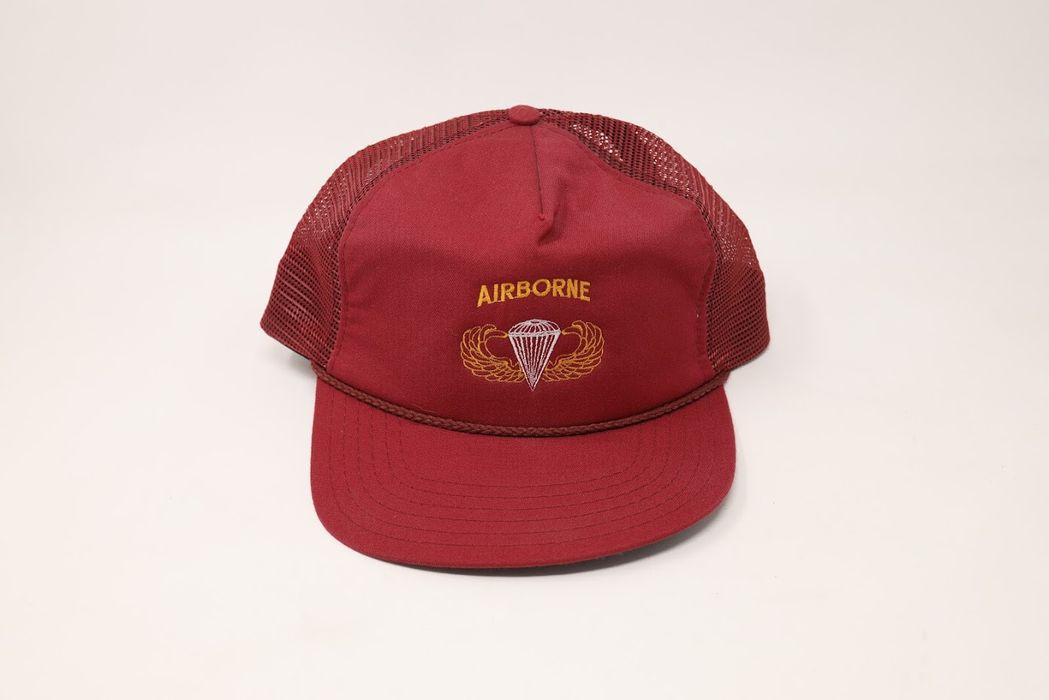 Vintage Vintage 80s Airborne Red Rope Chord Trucker Snap Back Cap | Grailed