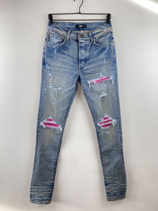 Amiri Amiri mx1 pink patch jeans | Grailed
