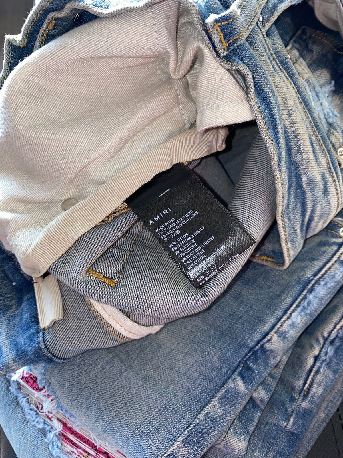 Amiri Amiri mx1 pink patch jeans | Grailed