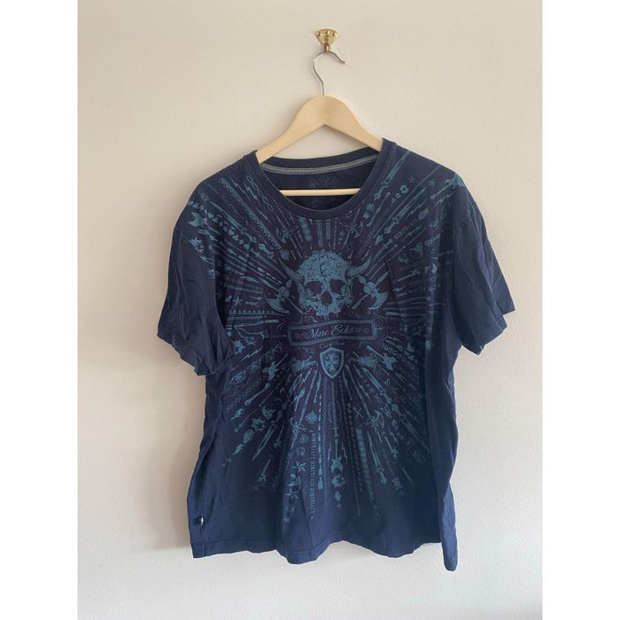 Marc Ecko Men's Navy Blue Marc Ecko Cut and Sew Medieval Skull Shirt ...