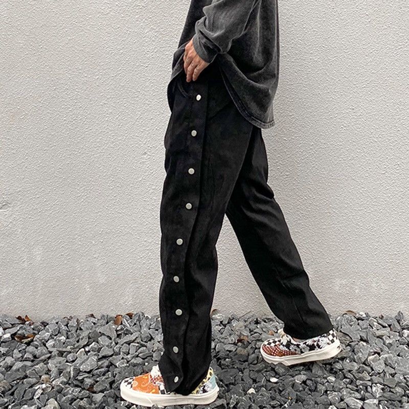 Vintage Side Button Snap Detail Draw String Track Pants | Grailed