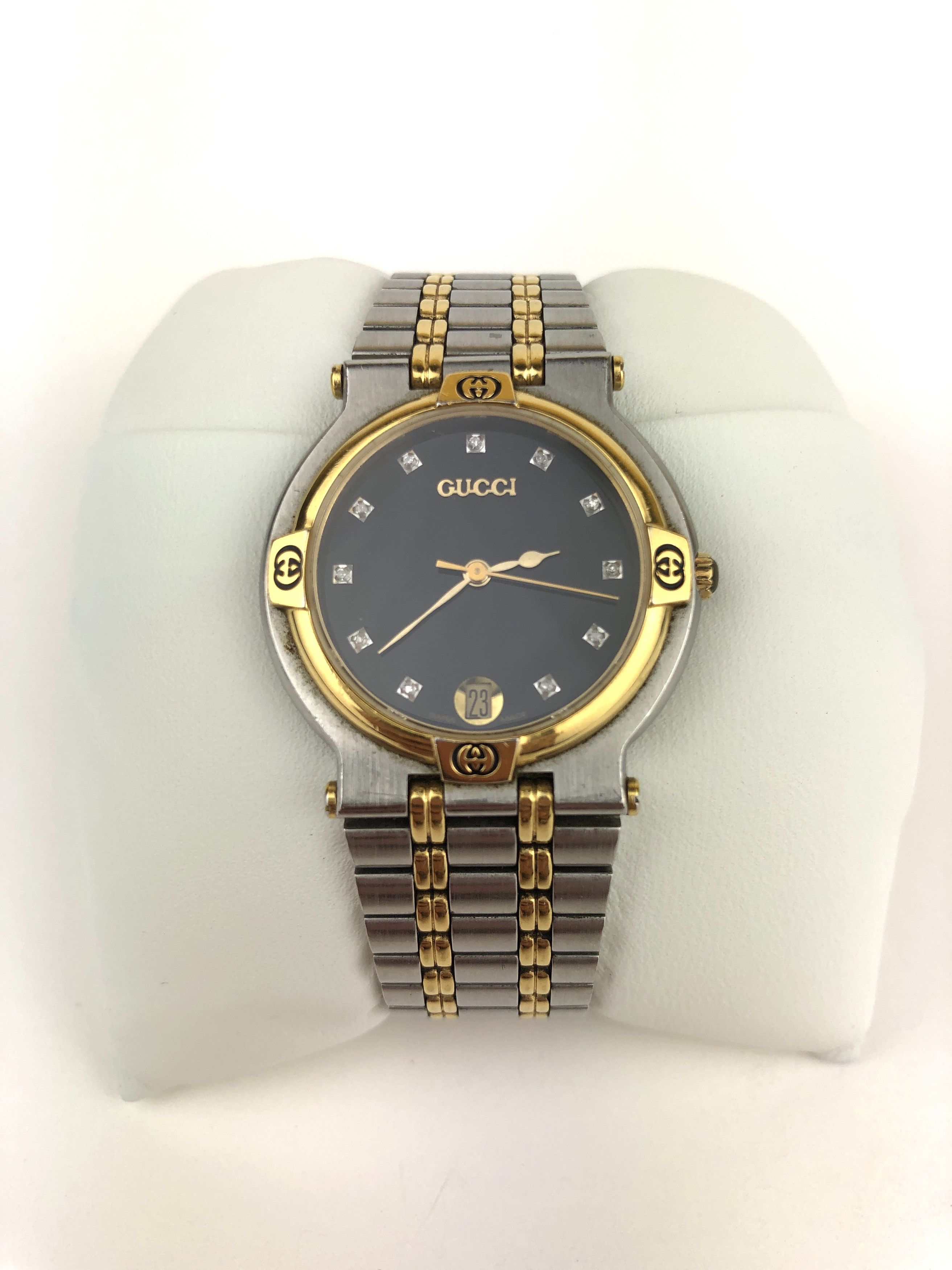 Gucci 9000M Gold/Steel Diamond Dial Watch from 1993 | Grailed